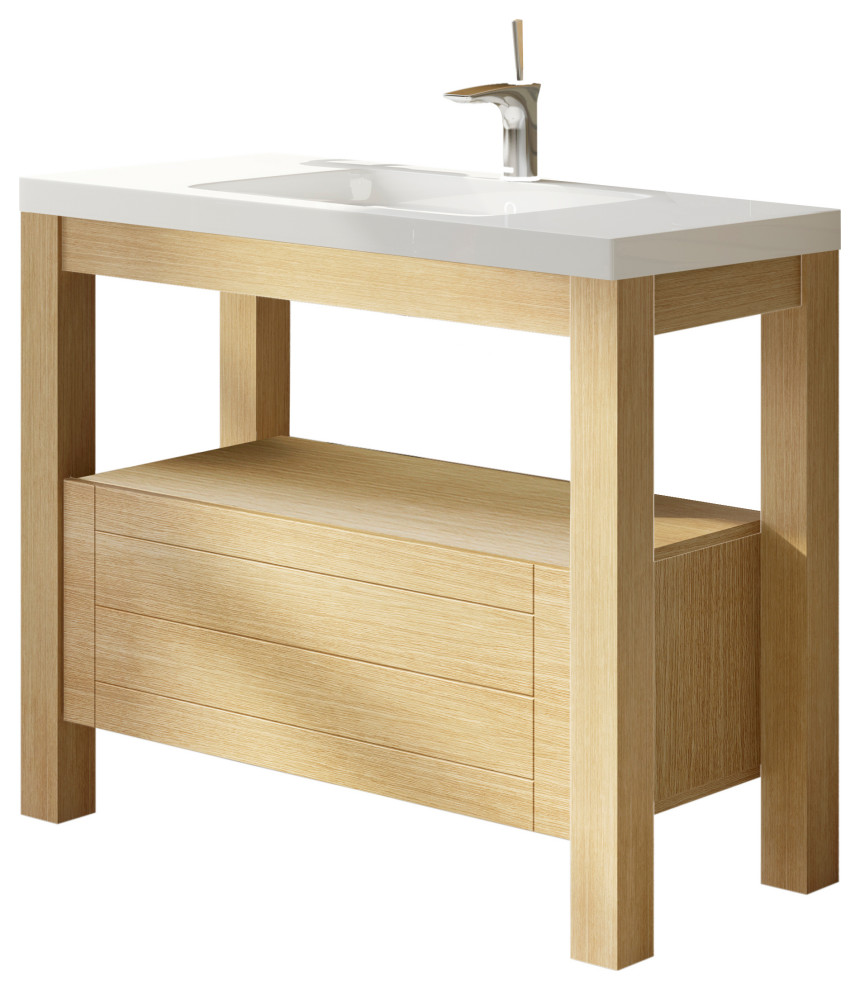 Unit 28" One 1DR Natural With Resin Top - Transitional - Bathroom ...