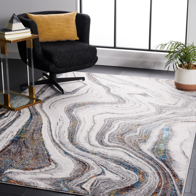 Safavieh Amelia Ala211H Organic/Abstract Rug, Gray/Blue Gold, 5'5"x7'7 ...