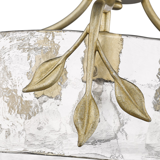 Calla 3-Light Semi-Flush, White Gold With Hammered Water Glass ...