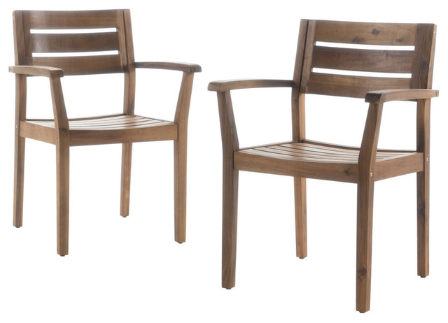 GDF Studio Stamford Outdoor Acacia Wood Dining Chairs, Set of 2 ...