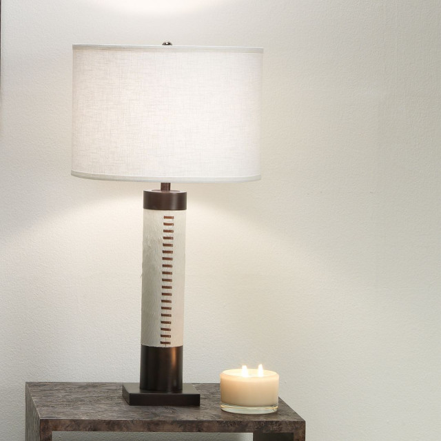 Contemporary White Hair on Hide Table Lamp 32 in Oil Rubbed Bronze ...
