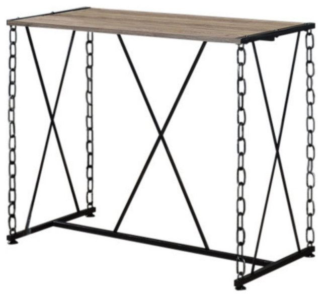 48"x24"x42", Rustic Oak and Antique Black Bar Table - Industrial ...