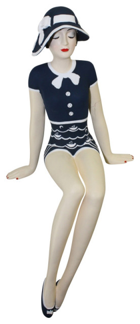Retro Bathing Beauty Shelf Sitter Statue Art Deco Woman Figurine