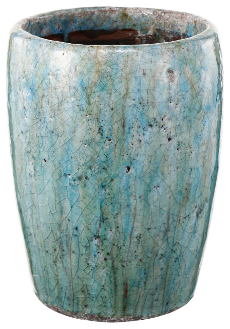 Benzara Transitional Distressed Terracotta Planter with Crackled ...