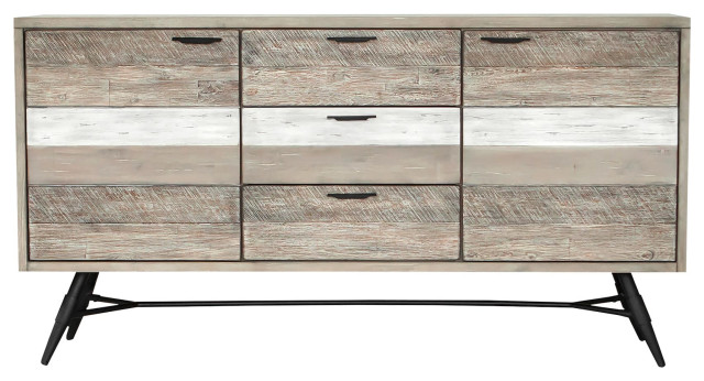 Bridges Sideboard Buffet Cabinet in Two Tone Acacia Wood - Midcentury ...