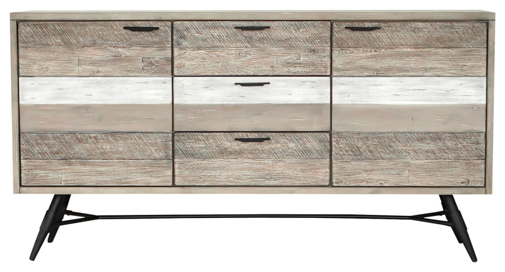 Bridges Sideboard Buffet Cabinet in Two Tone Acacia Wood - Midcentury ...
