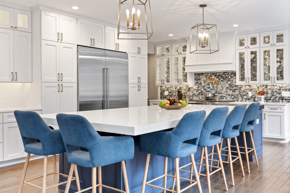 White & Blue Kitchen in Great Falls - Transitional - Kitchen - DC Metro ...
