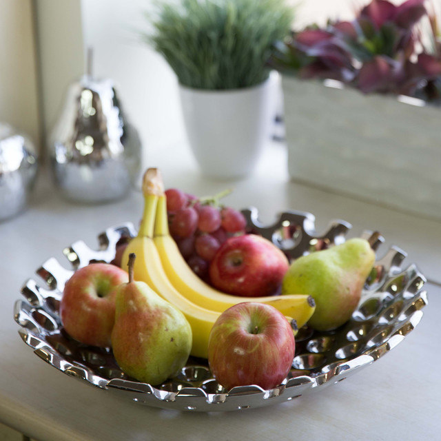 Ceramic Round Concave Tray With Perforated Design, Small - Contemporary ...