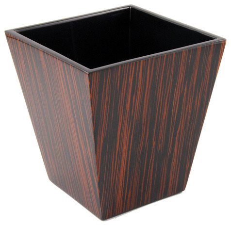 Macassar Ebony Inlay Lacquer Waste Basket - Transitional - Wastebaskets ...