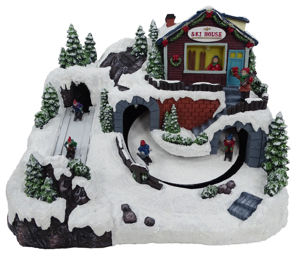 Animated Christmas Ski Resort Holiday Tabletop Decor - Traditional ...