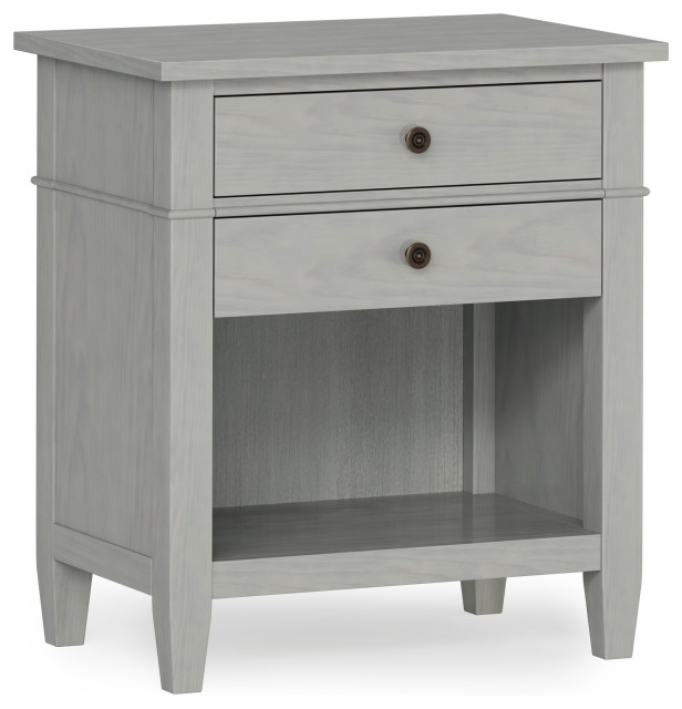 Carlton Solid Wood Bedside Table, Fog Gray - Transitional - Nightstands ...