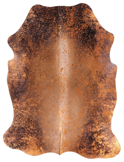 Orange Metallic Cowhide Rug 6' 3" X 5' 0" C2160, 6' 3" X 5' 0 ...