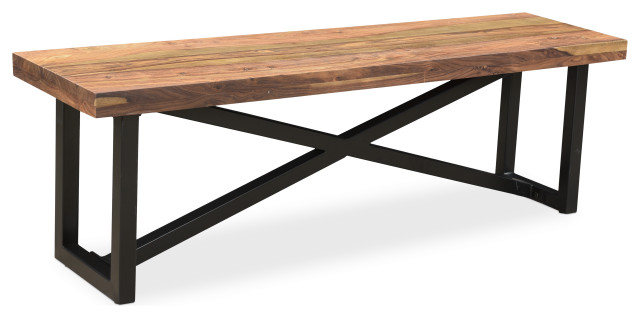 Raven Sheesham Wood Dining Bench - Industrial - Dining Benches - by ...