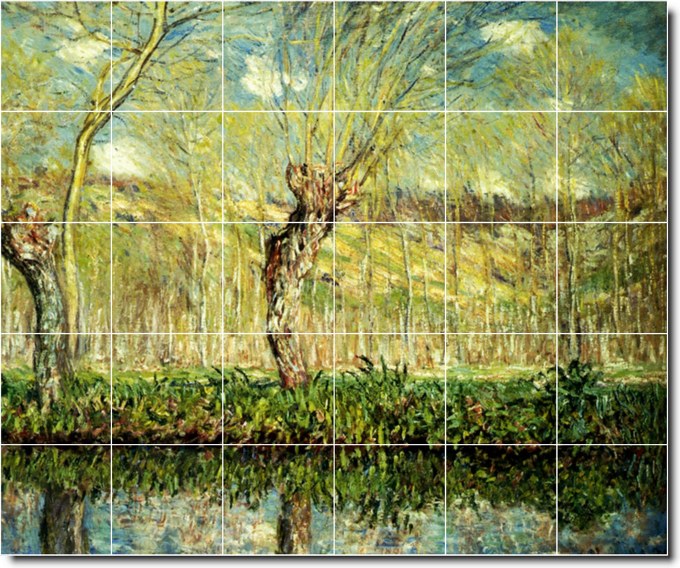 Claude Monet Garden Painting Ceramic Tile Mural #19, 72" Wide x 60 ...