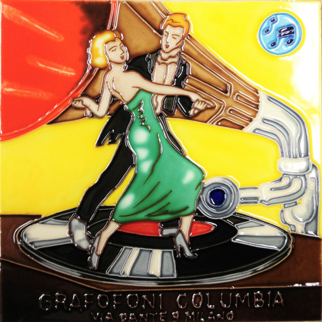 8x8" Dancing Record Player Ceramic Art Tile and Trivet Hot Plate ...