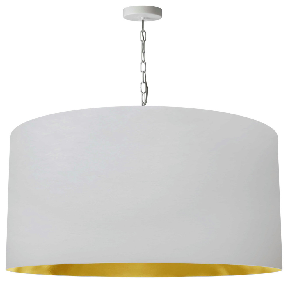1 Light X-Large Braxton White Pendant w/ White/Gold Shade ...