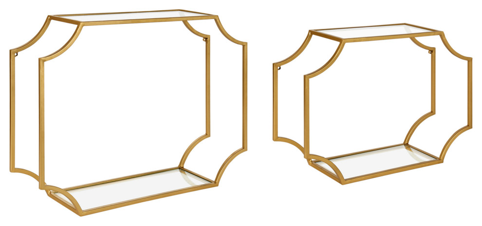 Ciel Modern Glam Metal Wall Shelf Set, Gold 2 Piece, 2 Piece ...