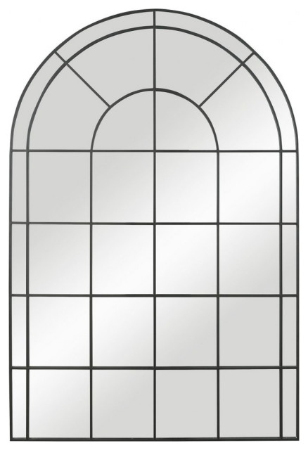 Vintage Arched Windowpane Mirror in Satin Black Finish Hand Forged ...