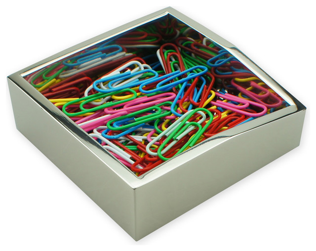 ArtsOnDesk Modern Paper Clip Holder, Stainless Steel Mirror Polish ...