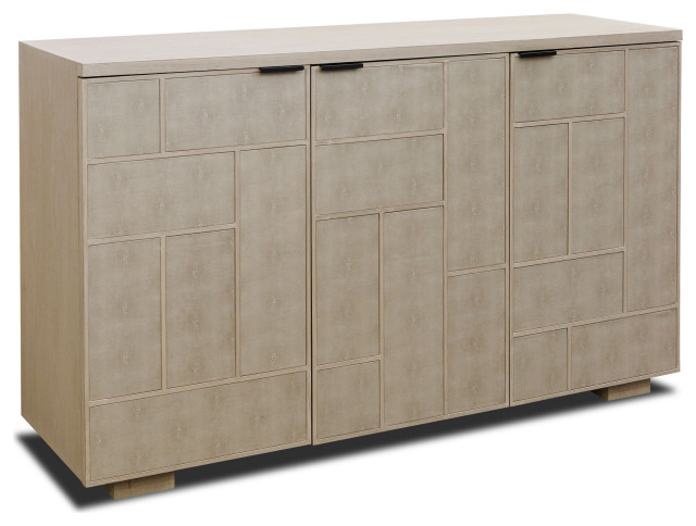 Adeline Credenza Three Shagreen Finished Doors Light Cream Finish ...