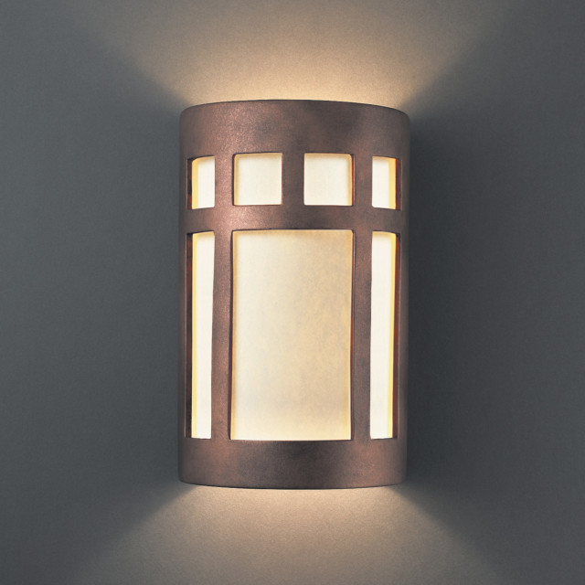 Ambiance Small Prairie Open Top/Bottom Sconce, Antique Copper, White ...