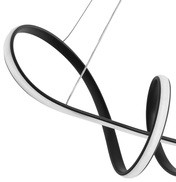 Wavy Line Design 1-Light Pendant Modern LED Linear Ceiling Light ...