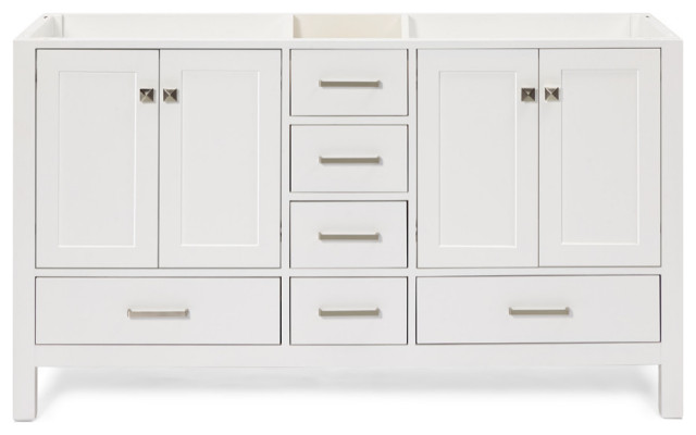 ARIEL Cambridge 60" Double Sink Bathroom Vanity Base White ...
