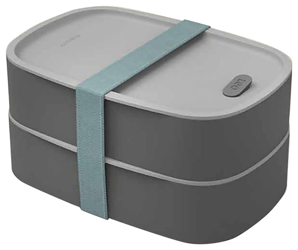 Leo 3pc Dual Bento Box Set /Strap, Gray & Mint - Contemporary - Lunch ...