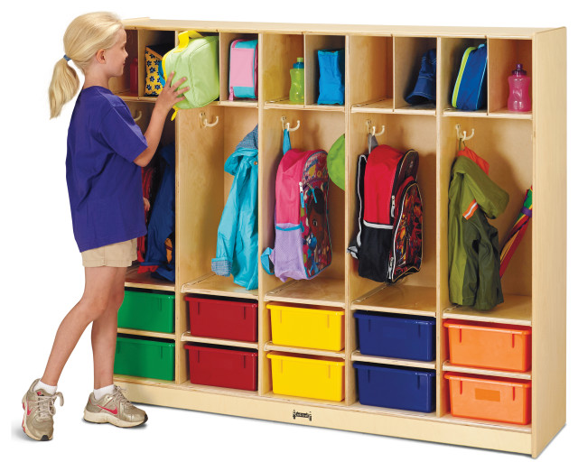 Jonti-Craft Large Locker Organizer – with 10 Colored Tubs ...