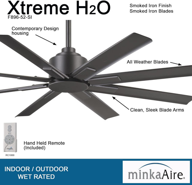 Minka Aire Xtreme H2O 52" Outdoor Smoked Iron Ceiling Fan with Remote ...