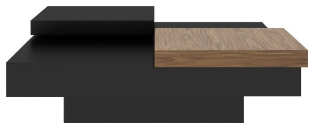 Modrest Ambry Modern Walnut and Flat Black Coffee Table - Contemporary ...