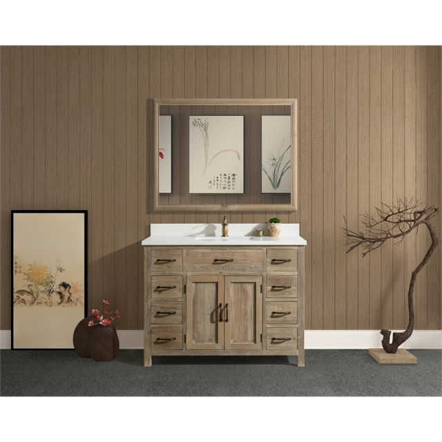 Design Element Bryson 48" Vanity Base Only in Walnut - Farmhouse ...