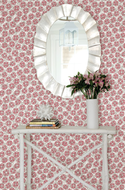 Allison Pink Floral Wallpaper - Contemporary - Wallpaper - by Brewster ...