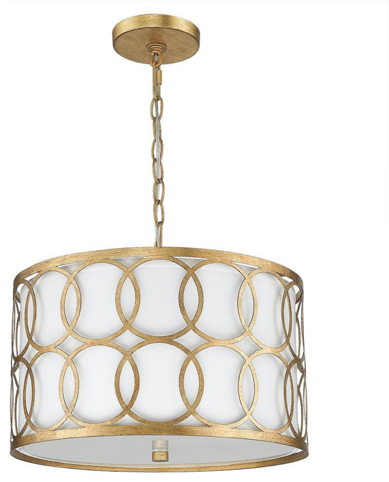 3 Light Drum Geometric Pendant in Gilded Gold - Transitional - Pendant ...