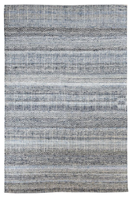 Bowery Hill Modern 5' x 8' Hand Woven Wool Rug in Denim Blue ...