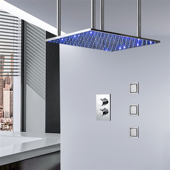 Fontana 20" LED Mist Rainfall Shower System & 3 Jetted Body Sprays ...