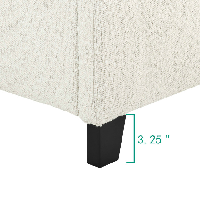 Legends Home Queen Size White Boucle Upholstered Platform Bed ...