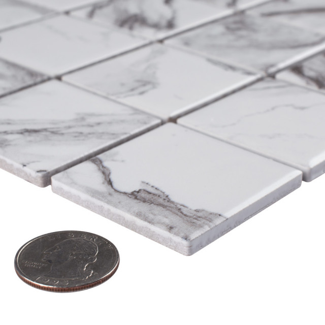 Katina Calacatta Porcelain Floor and Wall Tile - Traditional - Mosaic ...