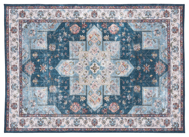 Homefires Keshan Persian Style Area Washable Rug, 5'x7' - Mediterranean ...