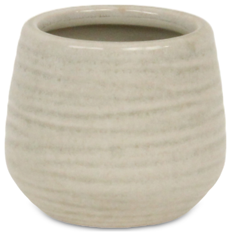 Gray Ceramic Pot with Curved Wave - Transitional - Indoor Pots And ...