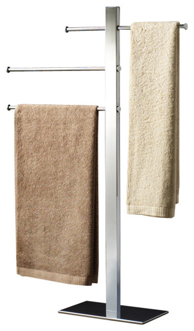 Square Chromed Brass Towel Stand - Contemporary - Towel Racks & Stands ...