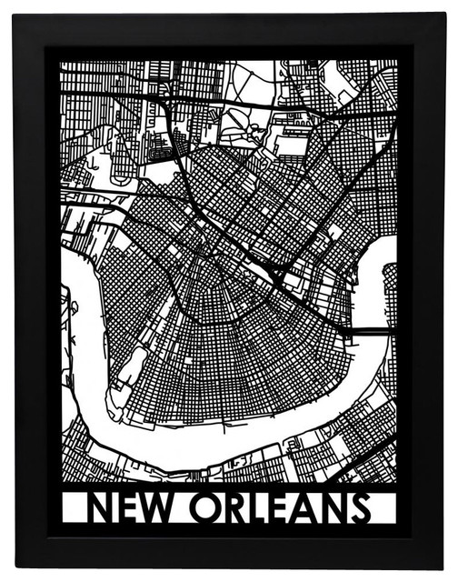 New Orleans Street Map - Contemporary - Prints And Posters - by Cut ...
