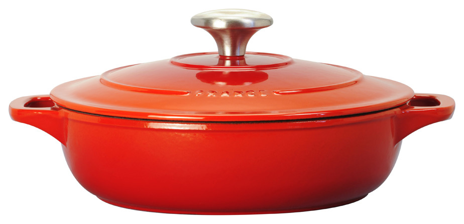 Chasseur French Enameled Cast Iron Braiser With Lid, 1.4-quart, Red ...