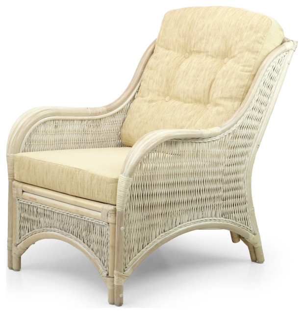 Jam Natural Rattan Wicker Handmade Chair White Wash color - Tropical ...