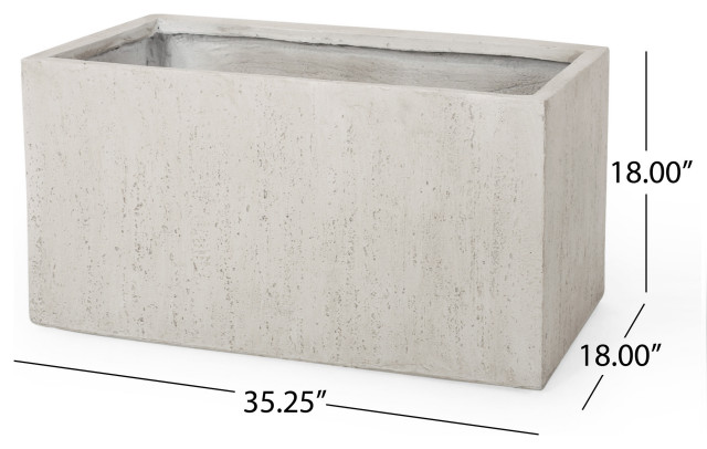 Felipe Outdoor Cast Stone Rectangular Planters, Set of 2, Large ...