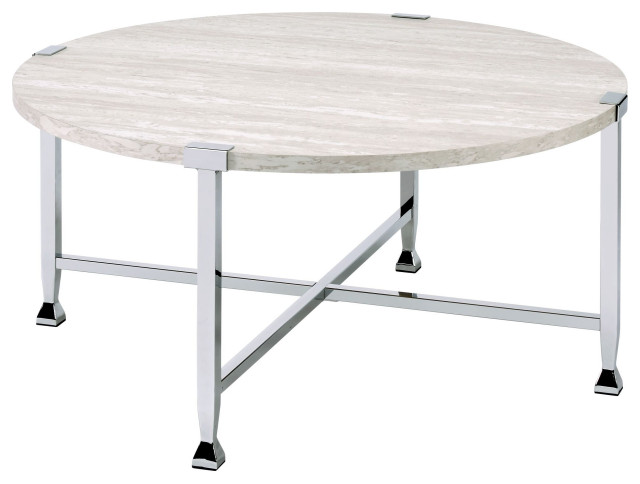 Brecon Coffee Table, White Oak and Chrome - Contemporary - Coffee ...