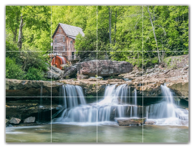 Waterfalls Ceramic Tile Wall Mural HZ501117, 32" Wide x 24" High ...