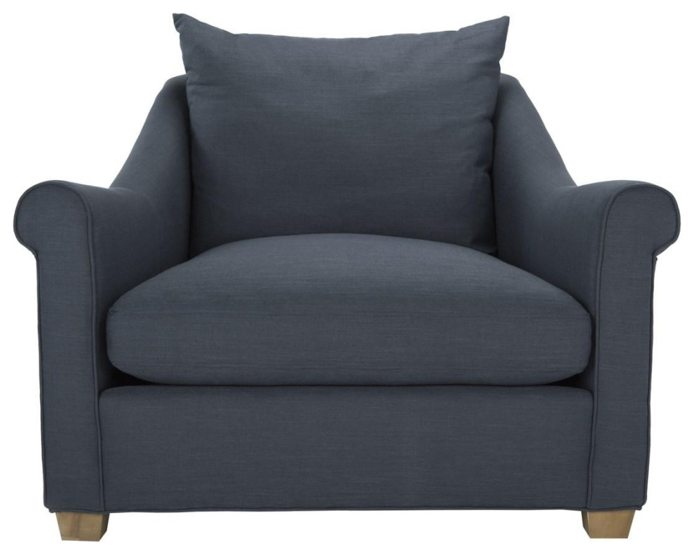 Ainsley Navy Linen Chair - Transitional - Armchairs And Accent Chairs ...
