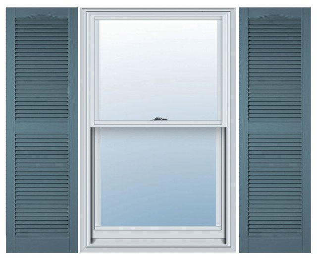 Builders Edge, Cathedral Top Center Mullion Open Louver Shutters ...