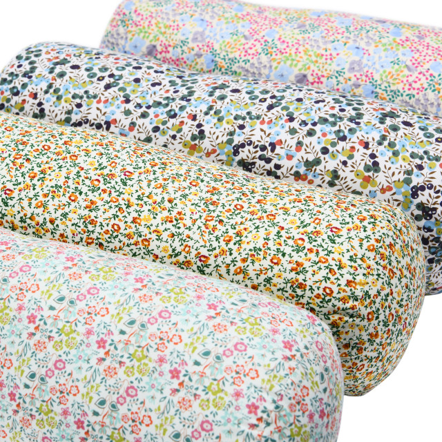 Cotton Printed Bolster Pillow w/ Ditsy Floral Pattern, Multi Color, 4 ...